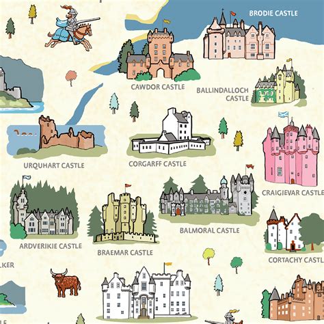 Castles Of Scotland Map Print Fiona Horan Artist And Printmaker