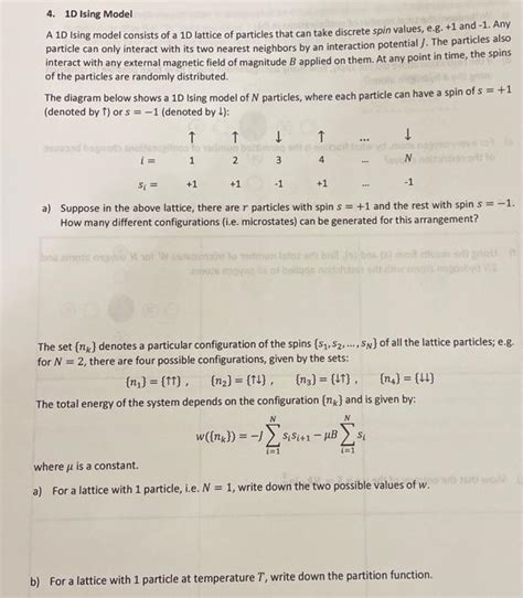 Solved 4 1d Ising Model A 1d Ising Model Consists Of A 1d