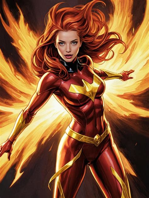 Jean Grey In Fiery Backdrop