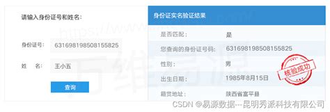 身份证实名核验身份证实名认证，身份证二要素实名认证，身份证实名校验，身份证一致性实名认证二要素信息核验 Csdn博客