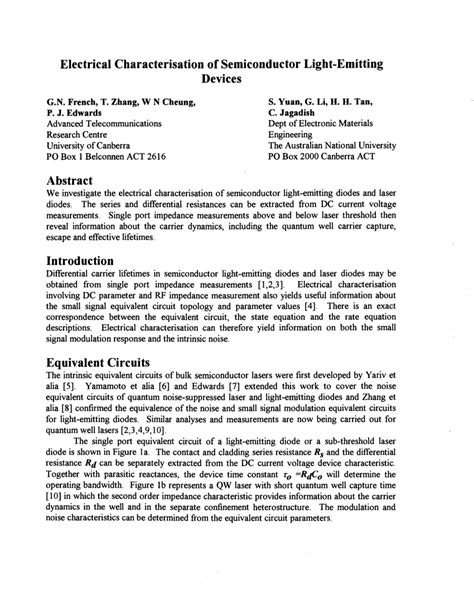 Pdf Electrical Characterisation Of Semiconductor Light Emitting Devices
