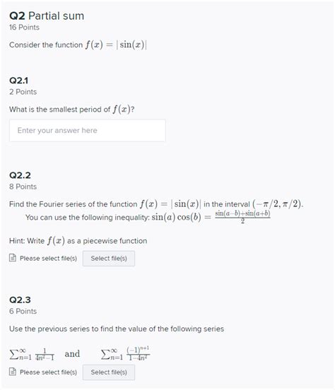 Solved Q2 Partial Sum 16 Points Consider The Function Fx
