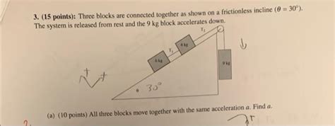 Solved 3 15 Points Three Blocks Are Connected Together Chegg Com