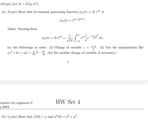 Solved Let X∼n μ σ2 A ﻿show That Its Moment Generating