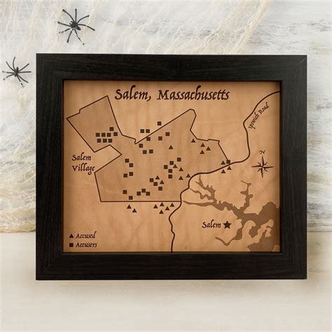 Salem Witch Trials Map Halloween Lover Gothic Decor Witchy Art