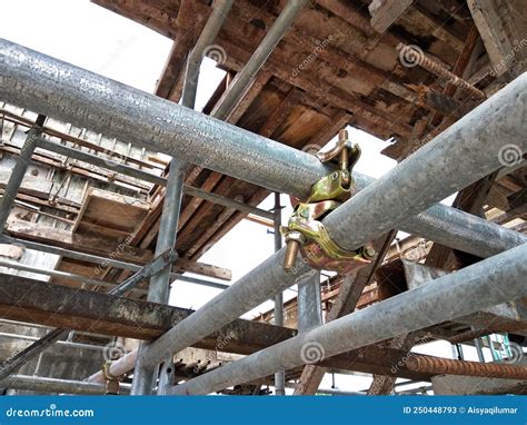 Scaffolding Connector Detail At The Construction Site Editorial Photo