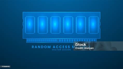 Random Access Memory Computer Hardware Ram On Blue Background Stock