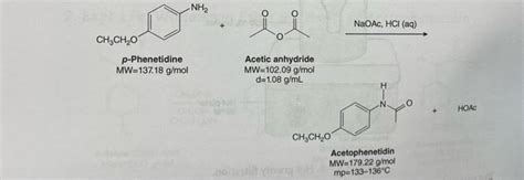 Solved Naoachclaq Acetophenetidin Mw 17922 Gmol