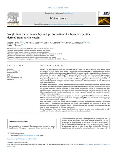 Pdf Insight Into The Self Assembly And Gel Formation Of A Bioactive