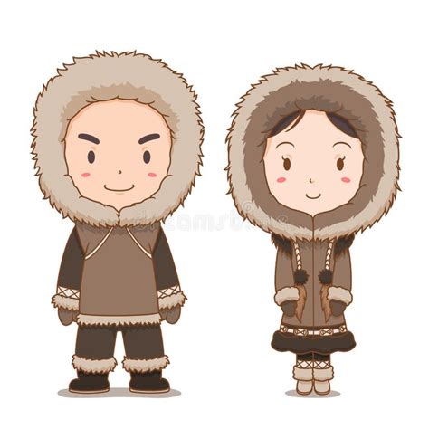 Cute Couple Of Eskimo Stock Vector Illustration Of Hoodies 275317408