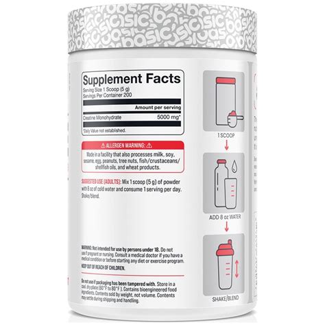 Basic Creatine 1000g Micronized 5 G Monohydrate 200 Servings Bulldog