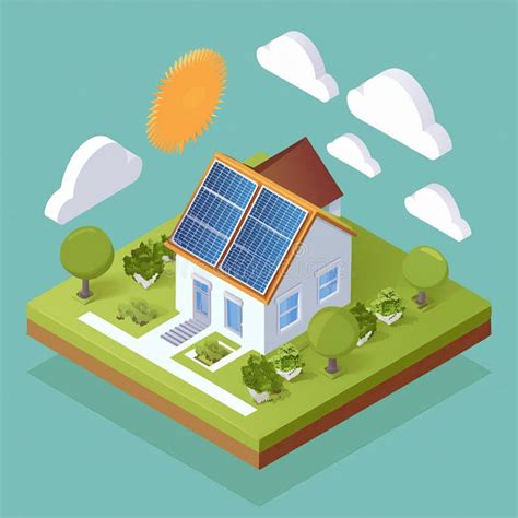 Isometric Ecosystem Vector Model Of A Smart Energy House With Solar