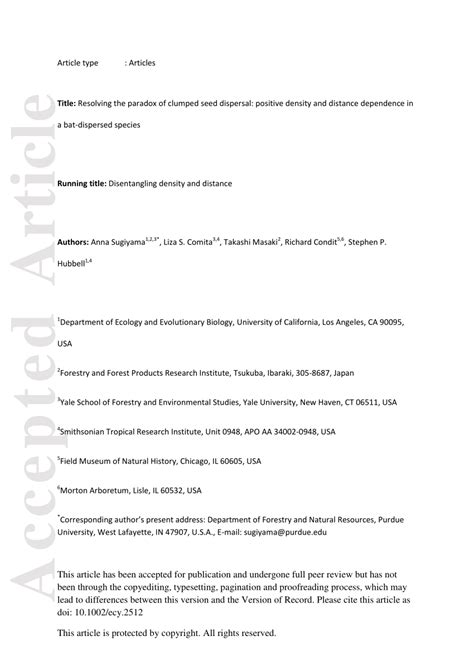 pdf resolving the paradox of clumped seed dispersal positive density