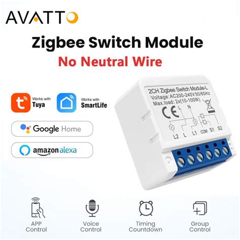Avatto Smart Zigbee Switch Module No Neutral Wire Required Tuya 1 2 3 Gang Switch With 2 Way