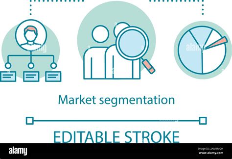 Market Segmentation Concept Icon Analyzing Data Report Idea Thin Line Illustration Dividing