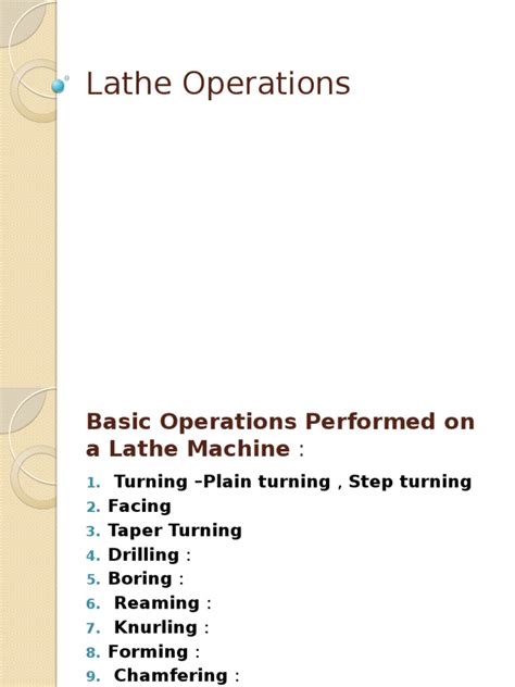 Lathe Machine Operation Ppt