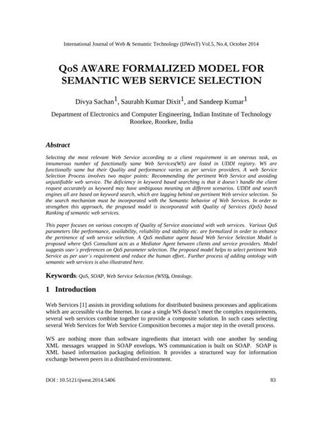 Pdf Qos Aware Formalized Model For Semantic Web Service Selection Dokumentips
