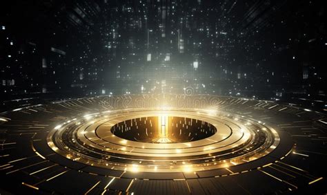 Futuristic Technology Interface Glowing Lines And Particles 3d Rendering Stock Illustration