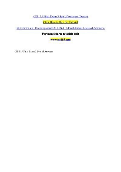 CIS 115 Tutorials Cis115dotcom