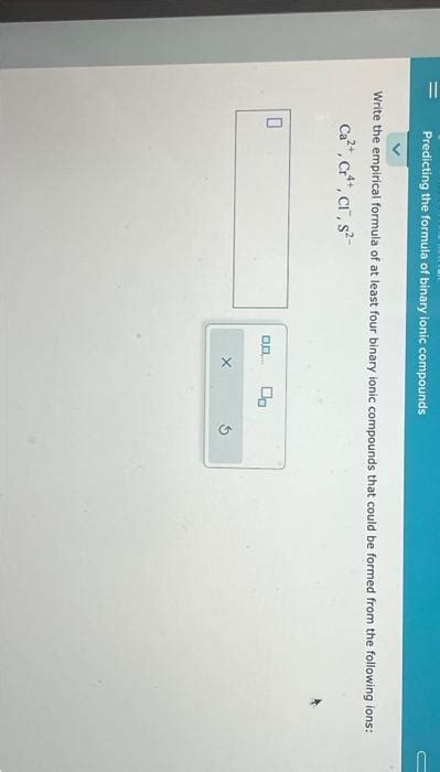 Solved Predicting The Formula Of Binary Ionic Compounds W