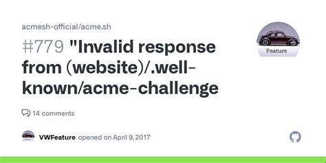 Invalid Response From Websitewell Knownacme Challenge · Issue