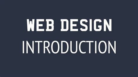 Web Design Part 1 Introduction Youtube