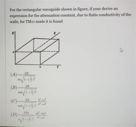 Solved For The Rectangular Waveguide Shown In Figure If Chegg