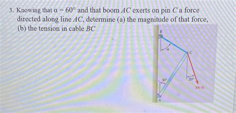 Solved 3 Knowing That A 60° And That Boom Ac Exerts On