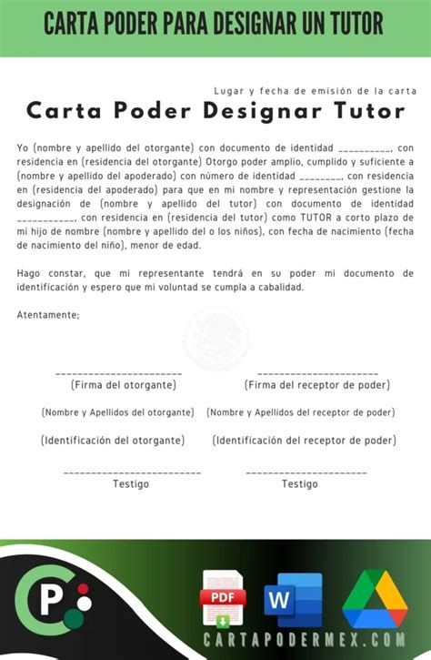 Carta Poder Para Designar Tutor Ejemplos Word Pdf 2024 ️