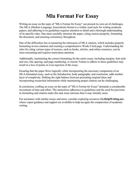 Mla Format For Essay Pdf