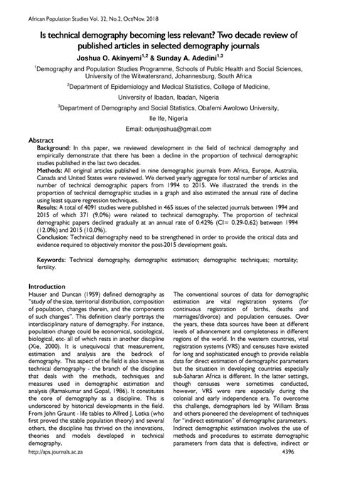 Pdf Is Technical Demography Becoming Less Relevant