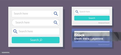 검색 바 웹 필드 벡터 템플릿 디자인 일러스트 Ui 검색 상자 양식 및 버튼의 세트 돋보기 인터페이스 현대 요소는 어두운 배경 이미지에 격리 0명에 대한 스톡 벡터 아트 및