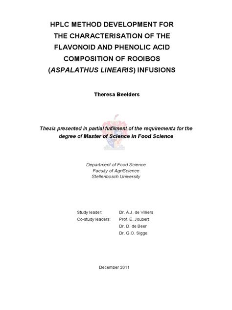 Hplc Method Development For The Characterisation Of The Flavonoid And Phenolic Acid Composition