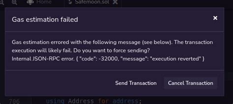 Solidity Gas Estimation Errored With The Following Message See Below