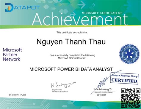 Thanh Thau Nguyen On Linkedin Congratulations Datapot Analytics Training