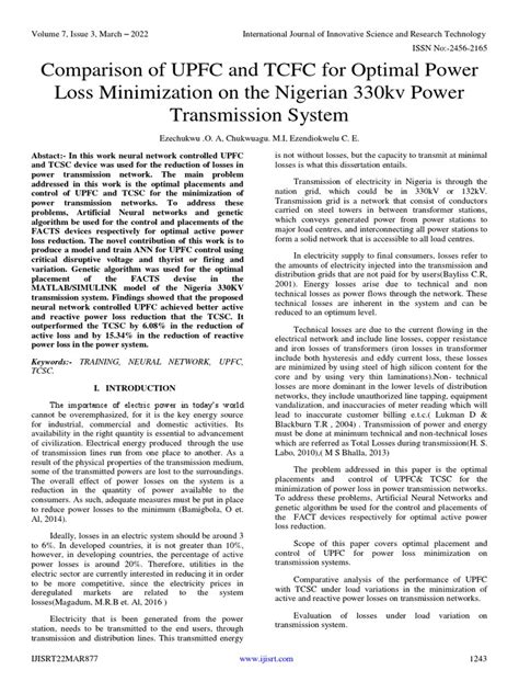 Comparison Of Upfc And Tcfc For Optimal Power Loss Minimization On The Nigerian 330kv Power