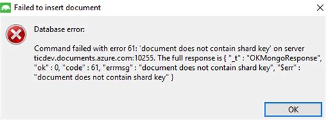 C Comosdb Mongoapi Document Does Not Contain Shard Key Stack
