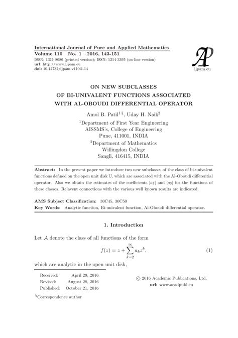 Pdf On New Subclasses Of Bi Univalent Functions Associated With Al