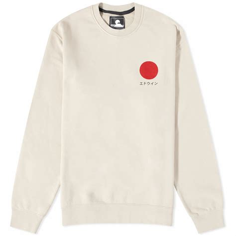 Edwin Mens Japanese Sun Crew Sweat In White Pepper Edwin