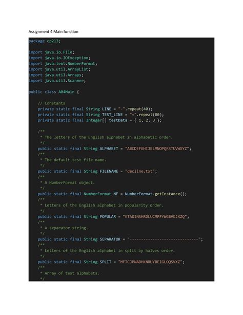 Assignment 4 Main Function Assignment 4 Main Function Package Cp213