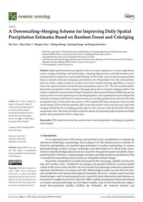 Pdf A Downscalingmerging Scheme For Improving Daily Spatial