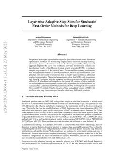 Layer Wise Adaptive Step Sizes For Stochastic First Order Methods For Deep Learning DeepAI