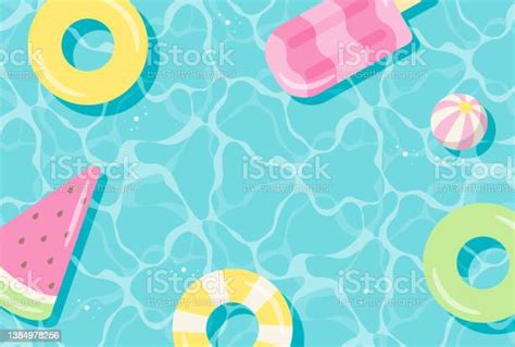 배너 카드 전단지 소셜 미디어 배경 화면 등을 위해 수영장이 물에 떠있는 여름 벡터 배경 여름에 대한 스톡 벡터 아트 및 기타 이미지 Istock