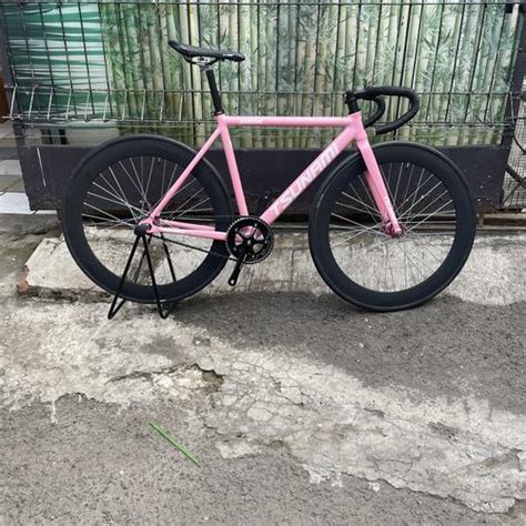 Jual New Fullbike Original Sepeda Fixie Tsunami Snm100 Pink Doltrap
