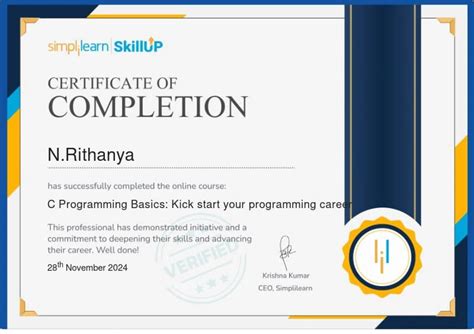 rithanya nithiyananthan on linkedin i have successfully completed c