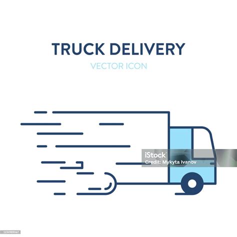 배달 트럭 아이콘입니다 움직이는 화물 자동차의 벡터 그림입니다 로드 된 트럭 아이콘입니다 빠른 화물 배달의 개념을 나타냅니다 로고 아이콘 또는 레이블로 사용할 수 있습니다