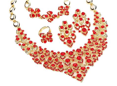 Red Diamond Necklace Sets Freshme Fashion 1001528