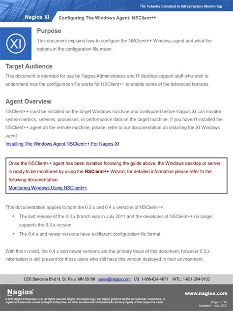 configuring the windows agent nsclient for nagios xi pdf