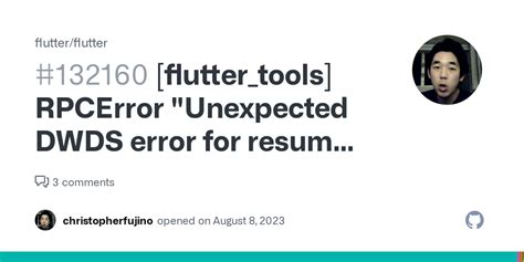 Fluttertools Rpcerror Unexpected Dwds Error For Resume Wiperror 32000 · Issue 132160