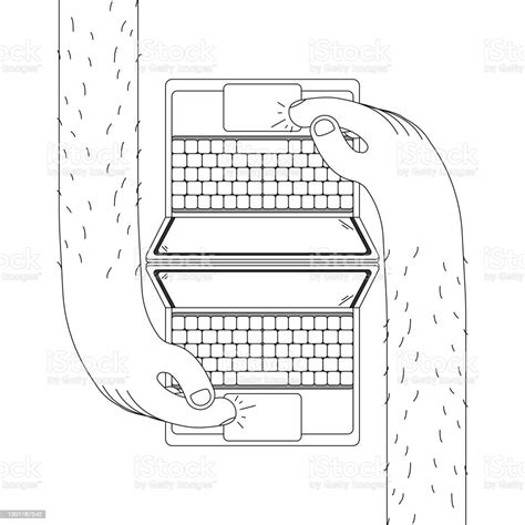 두 남자는 연락을 받고 자신의 Pc에서 온라인 데이트 응용 프로그램과 서로 연락 두 사람이 처음으로 만나는 부드럽고 부드러운 순간 Lgbtqi 관계 흰색 배경에 대담한 흑백